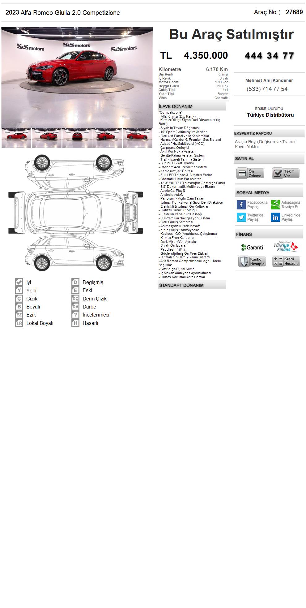 Alfa Romeo / Giulia / 2.0 / Competizione / SS MOTORS 2023 ALFA ROMEO GIULIA2.0 COMPETIZIONE-ACC ...